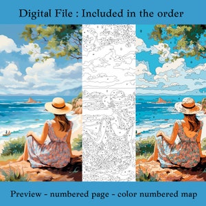 Color by Number for Adult, Woman Landscape, Paint by Number Printable ...