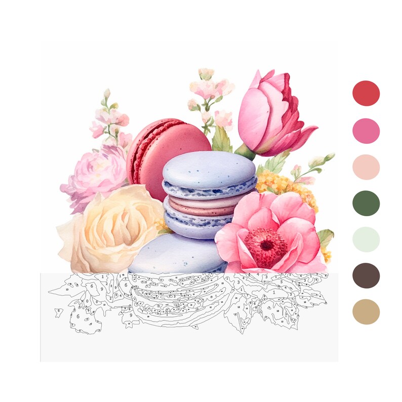 Color by Number for Adult,paint by Number Printable, Macarons, Coloring ...