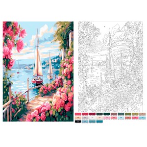 Color by Number for Adult, Paint by Number Printable,5 Sea Sail Boats ...