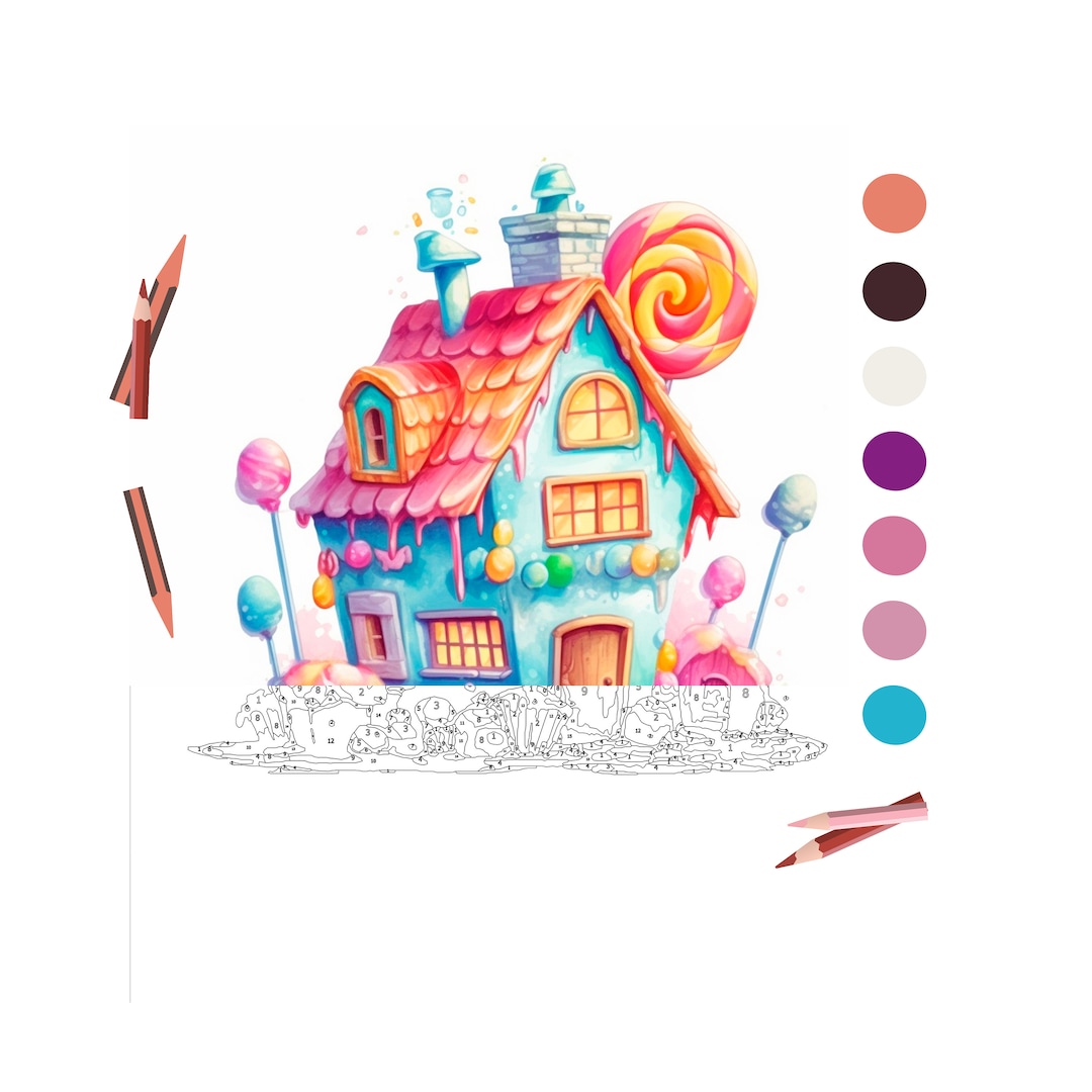 Color by Number for Adult, Paint by Number Printable,fairy Candy House ...