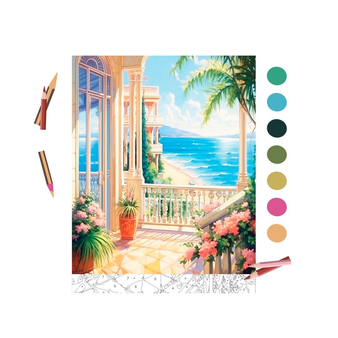 Color by Number for Adult, Paint by Number Printable,beauty Sea House ...