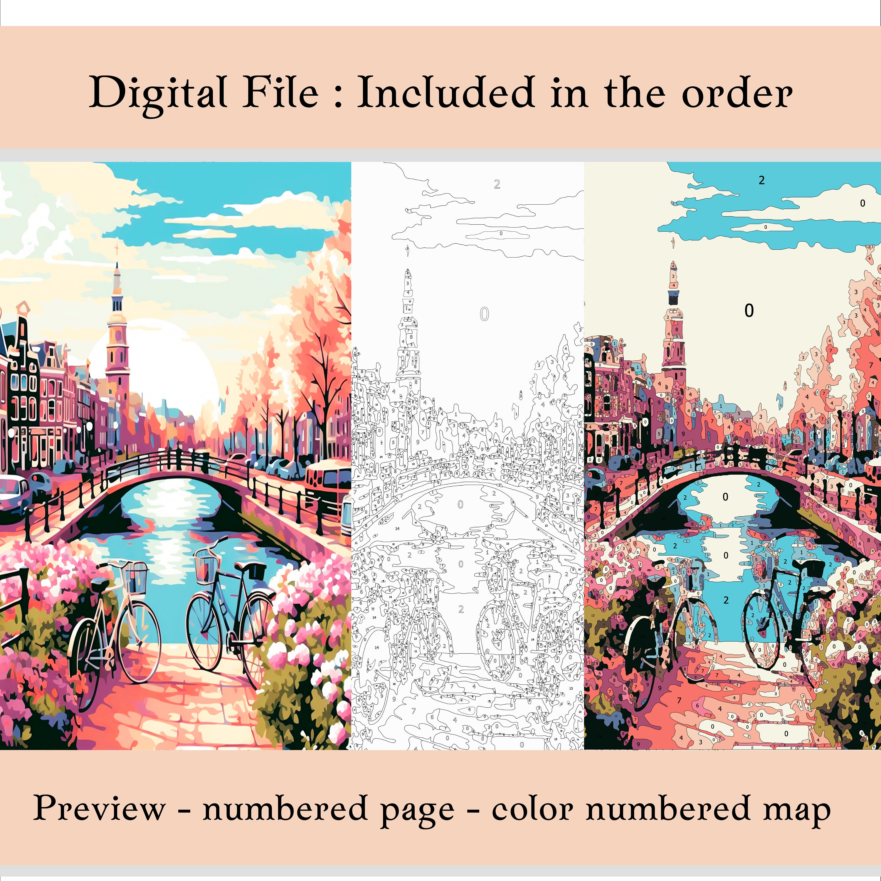 Color by Number for Adult,paint by Number Printable,5 Amsterdam in ...