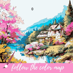 Color by Number for Adult, Paint by Number Printable,mountain Landscape ...