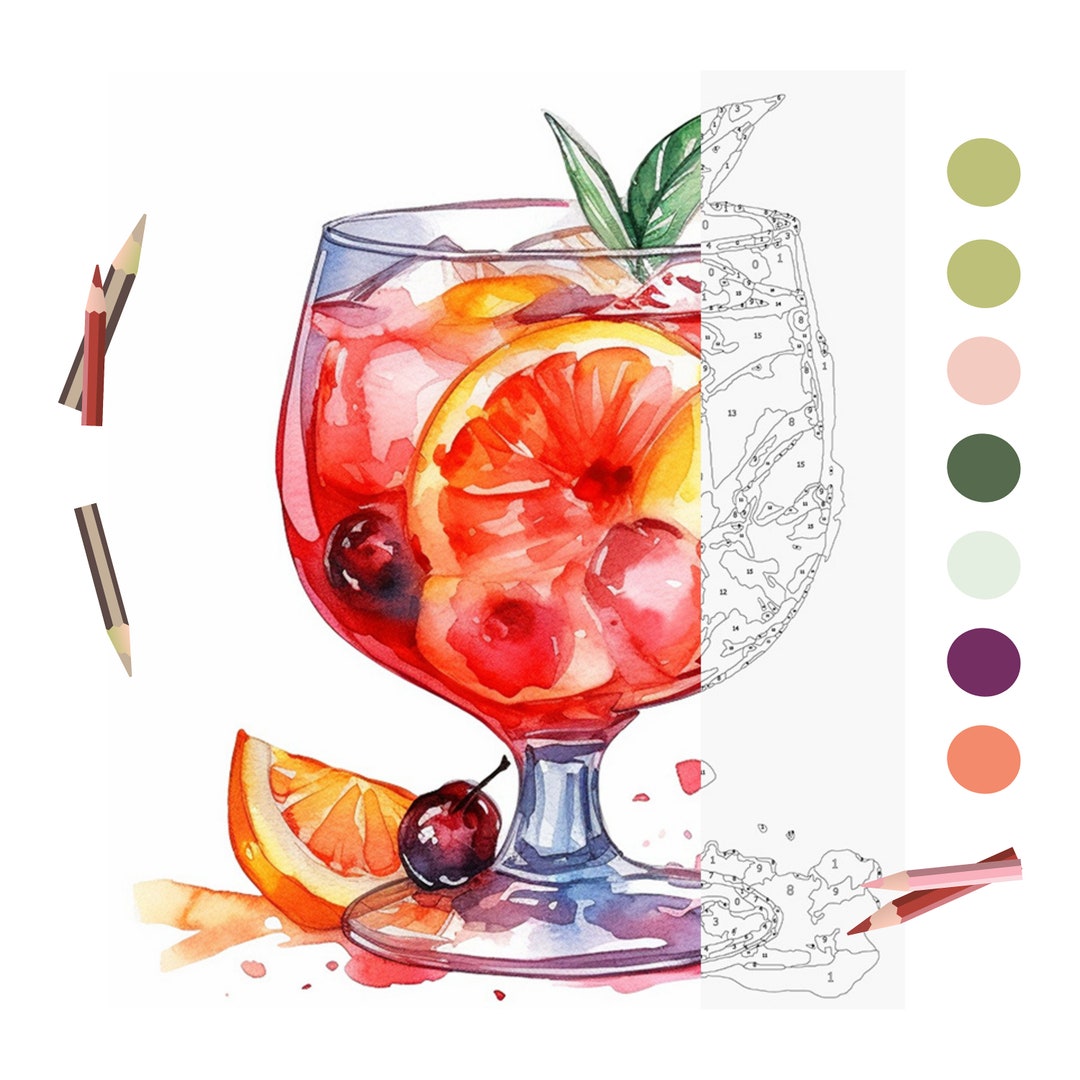 Color by Number for Adult,paint by Number Printable, Cocktails ...