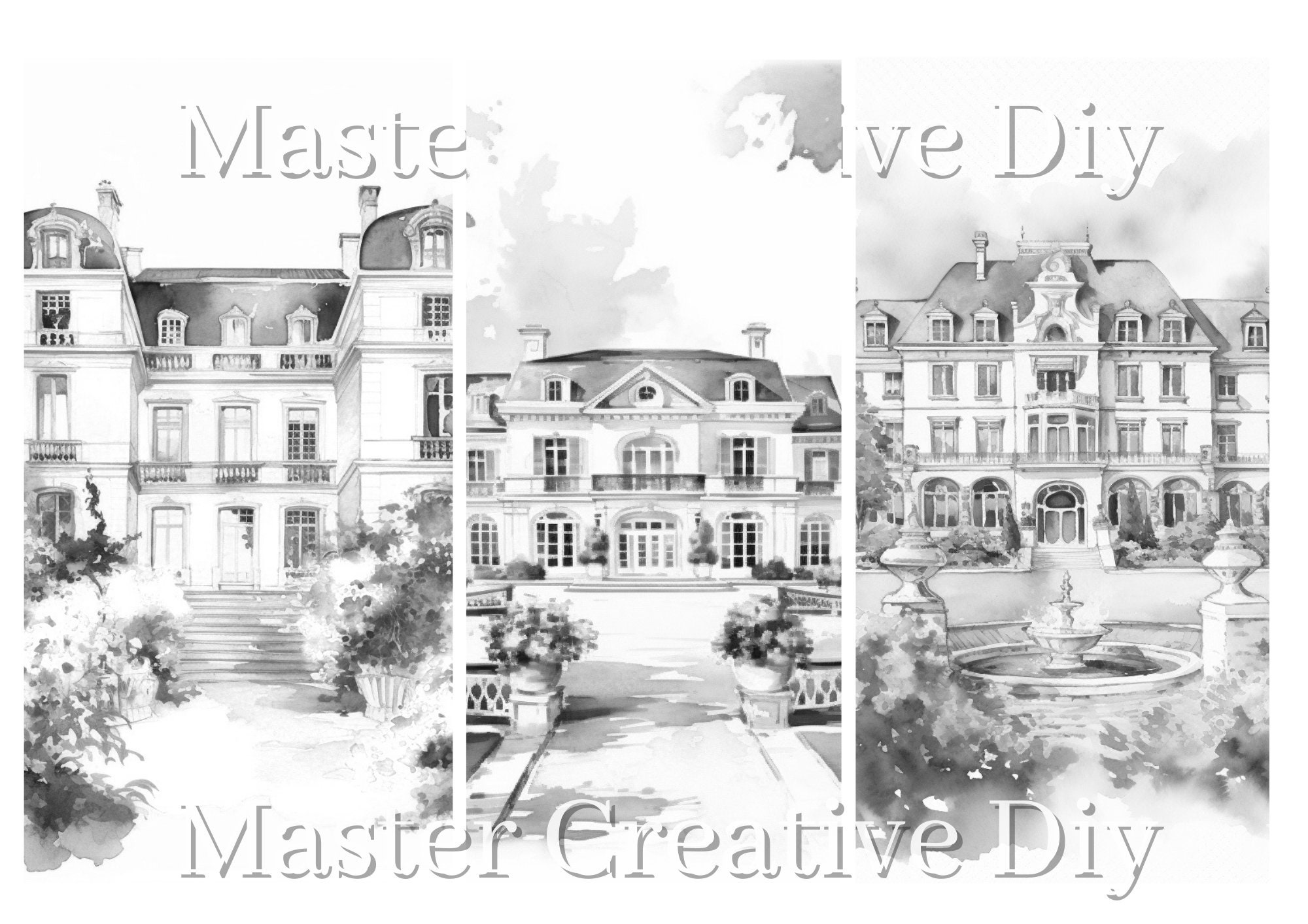 35 French House Coloring Book - Adults Coloring Pages, Instant Download ...