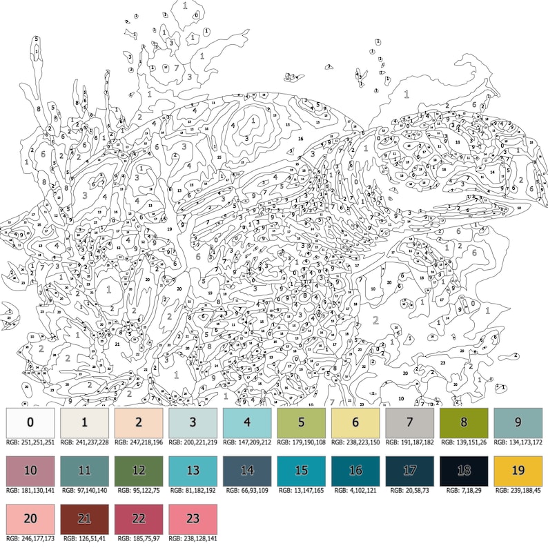 Color by Number for Adult, Paint by Number Printable, Sea Turtle ...