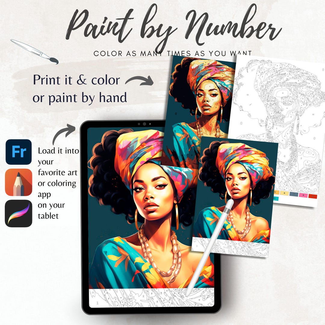 Color by Number for Adult,paint by Number Printable,beautiful Black ...