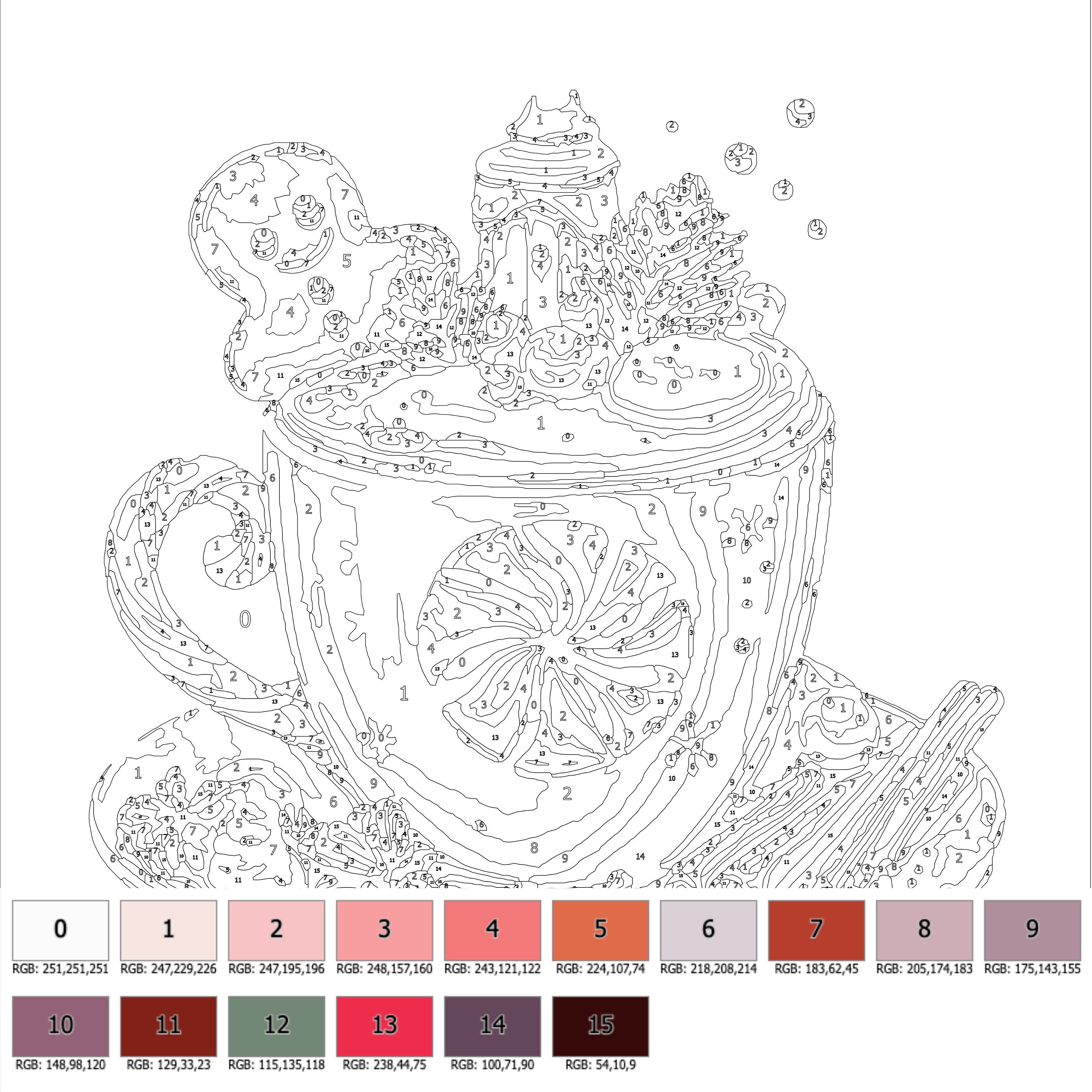 Color by Number for Adult,paint by Number Printable,christmas Pink Cup ...
