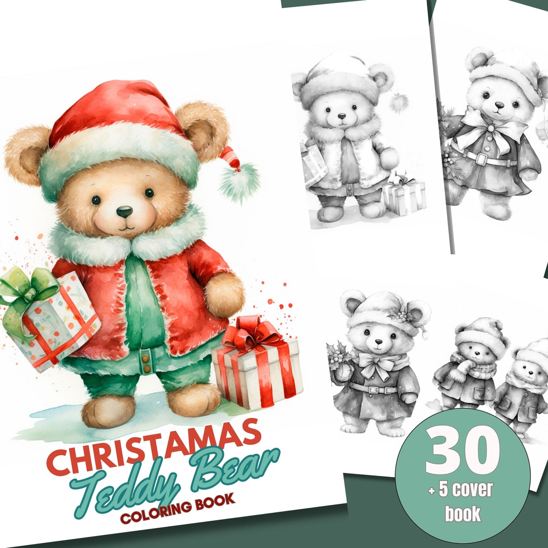30 Christmas Teddy Bear Coloring Book - Adults Coloring Pages ...