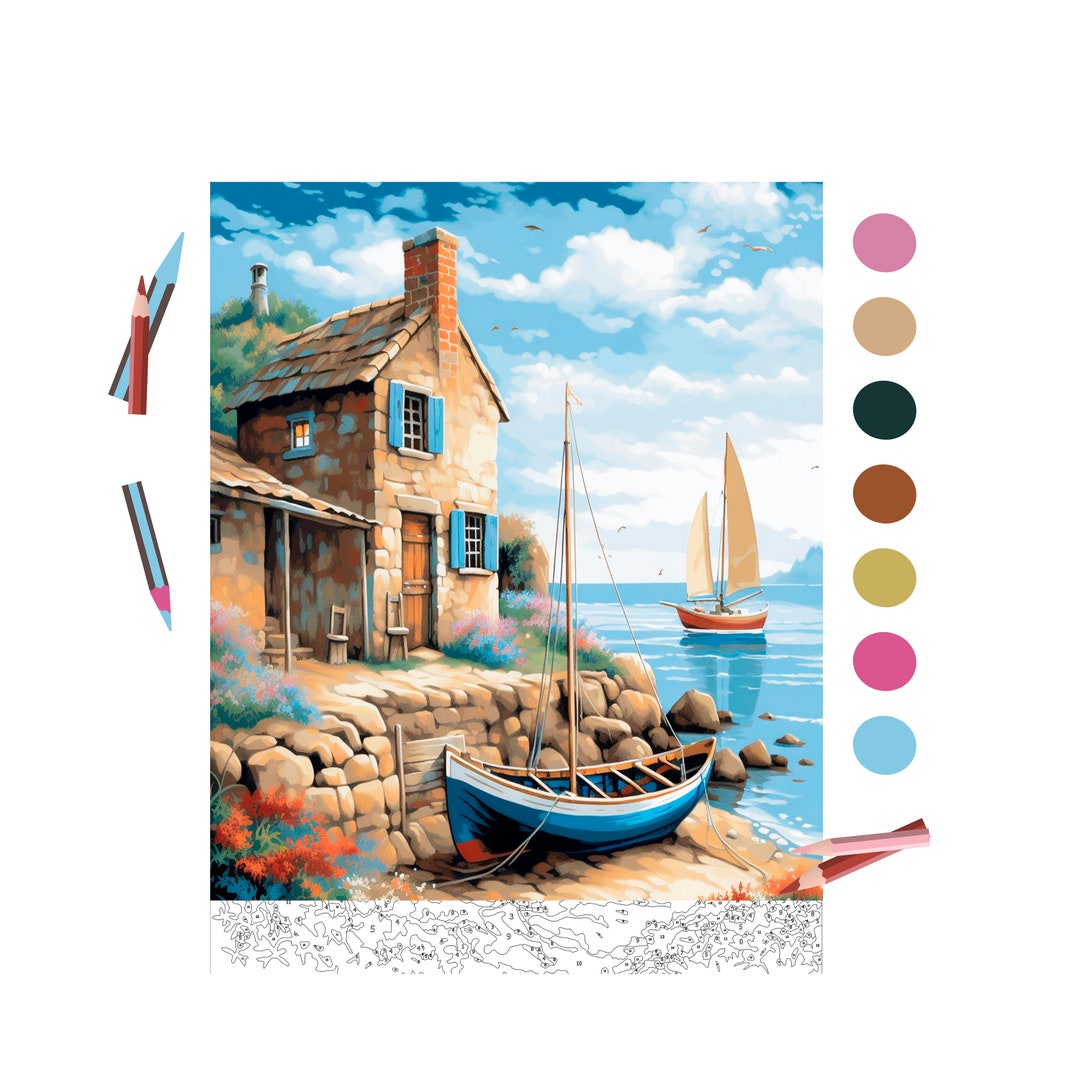 Color by Number for Adult, Paint by Number Printable, Coastal Scenery ...