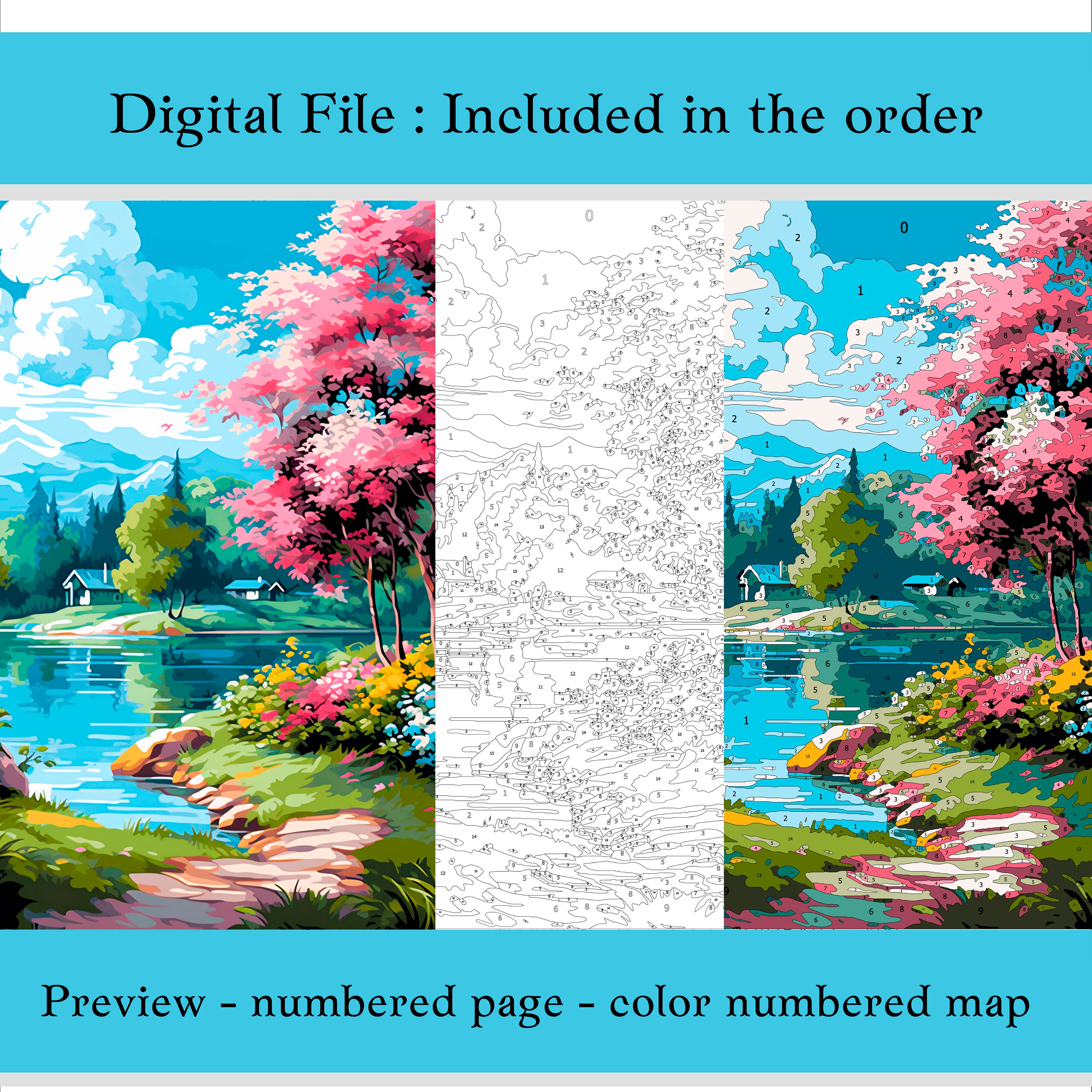 5 Dreamy Path Color by Number for Adult, Paint by Number Printable,coloring Pages,sheets Digital ...