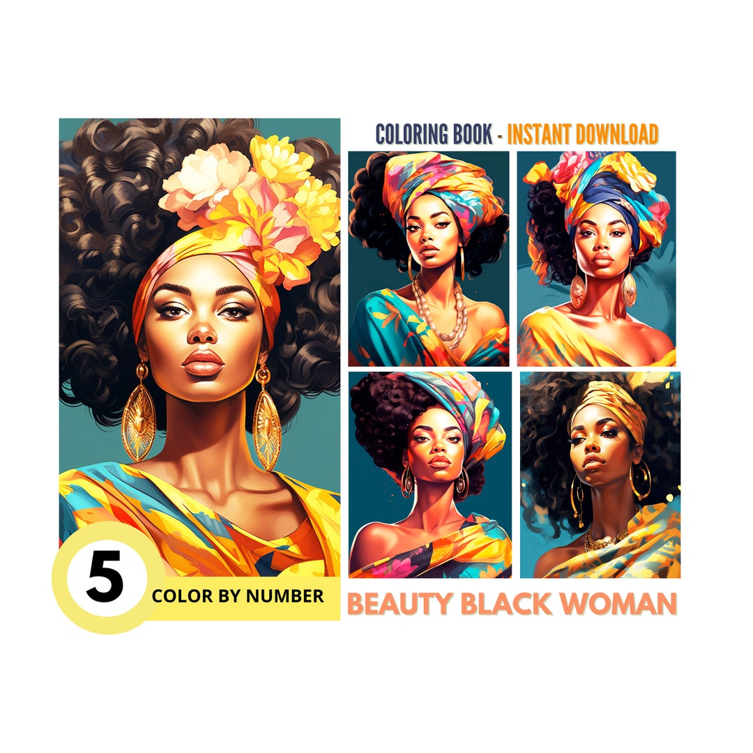 Color by Number for Adult, Paint by Number Printable,5 Beauty Black ...