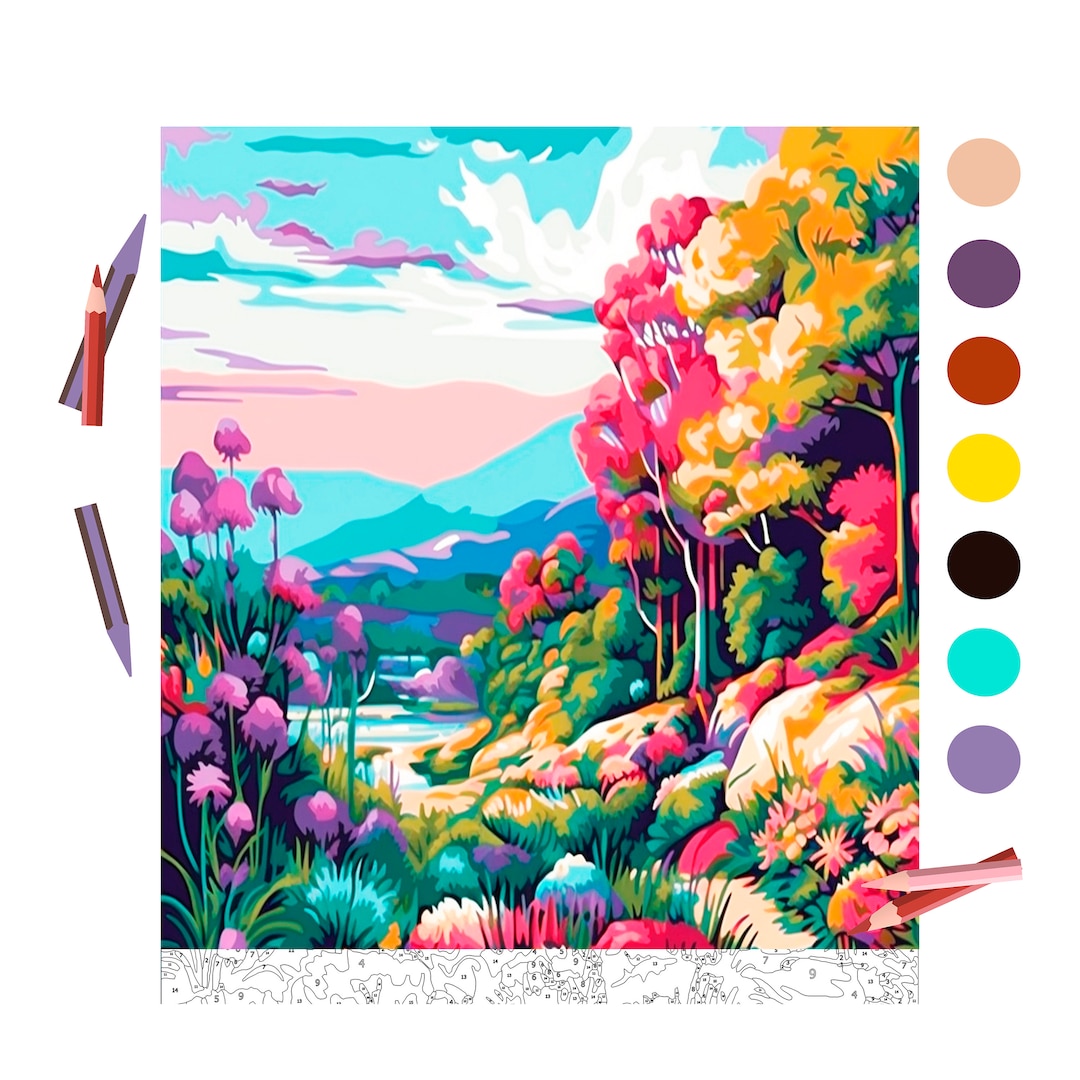Color by Number for Adult, Paint by Number Printable, Beauty Landscape ...