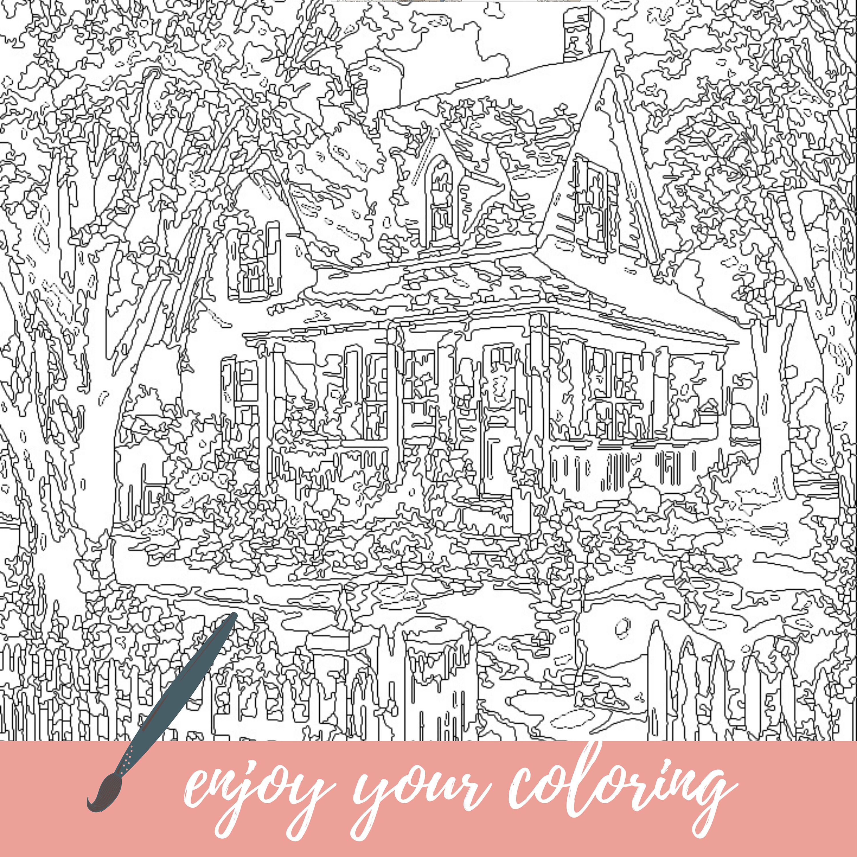 Color by Number for Adult, Paint by Number Printable, Dreamy Cottage ...