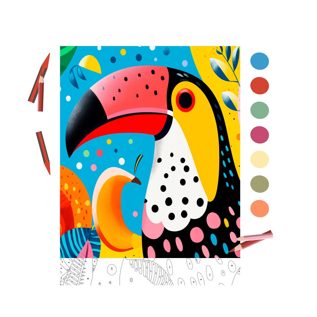 Color by Number for Adult, Paint by Number Printable,colorful Toucan ...