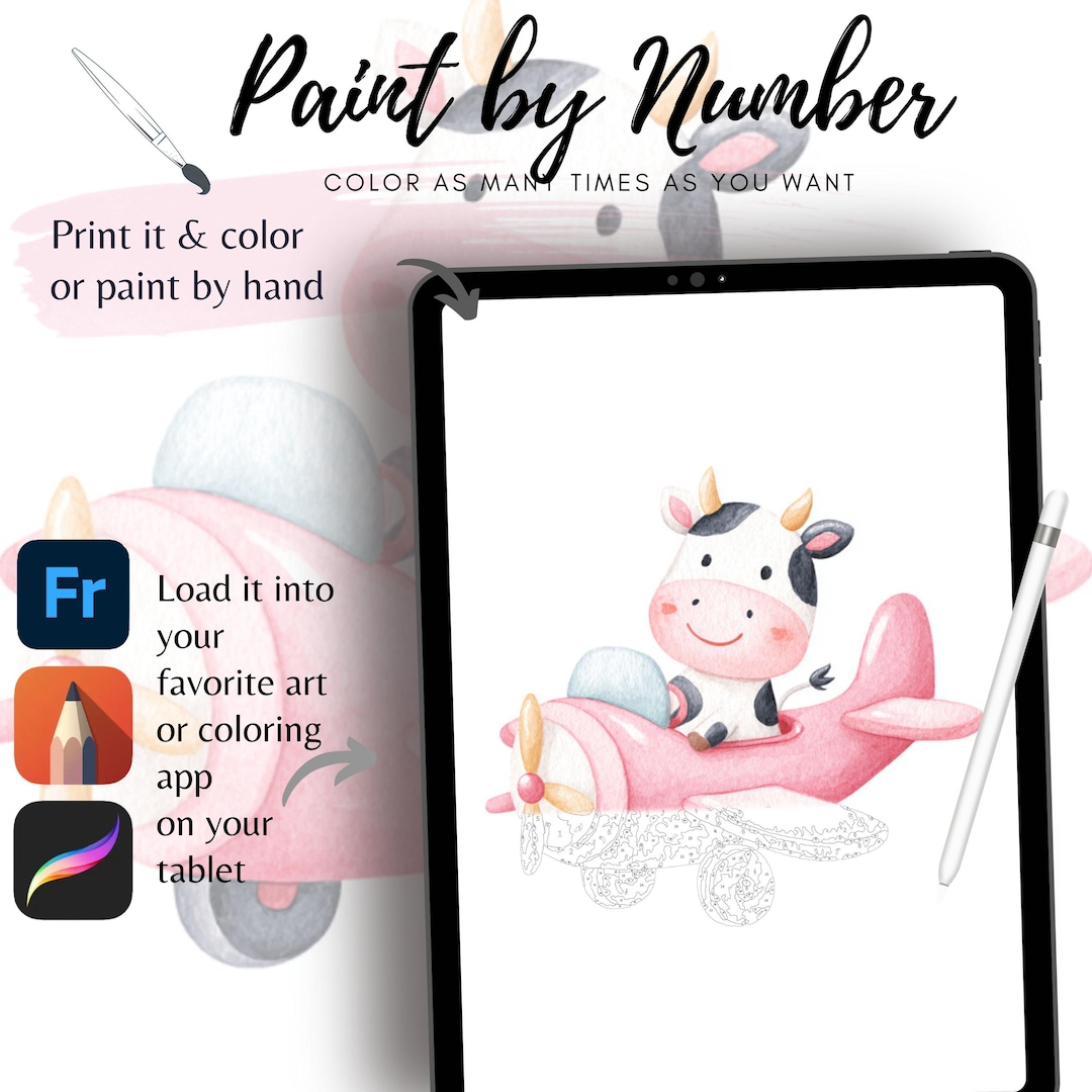 Cute Cow Farm Day Color by Number for Adult, Paint by Number Printable ...