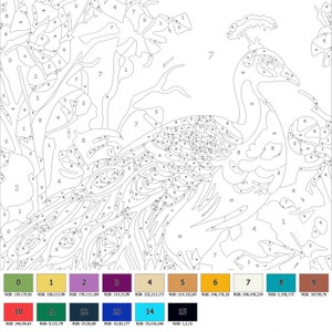 Color by Number for Adult,paint by Number Printable,beautiful Peacock ...