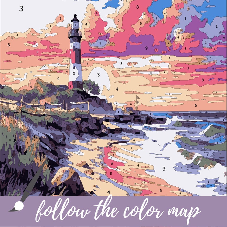 Color by Number for Adult, Paint by Number Printable, Sea Landscape ...