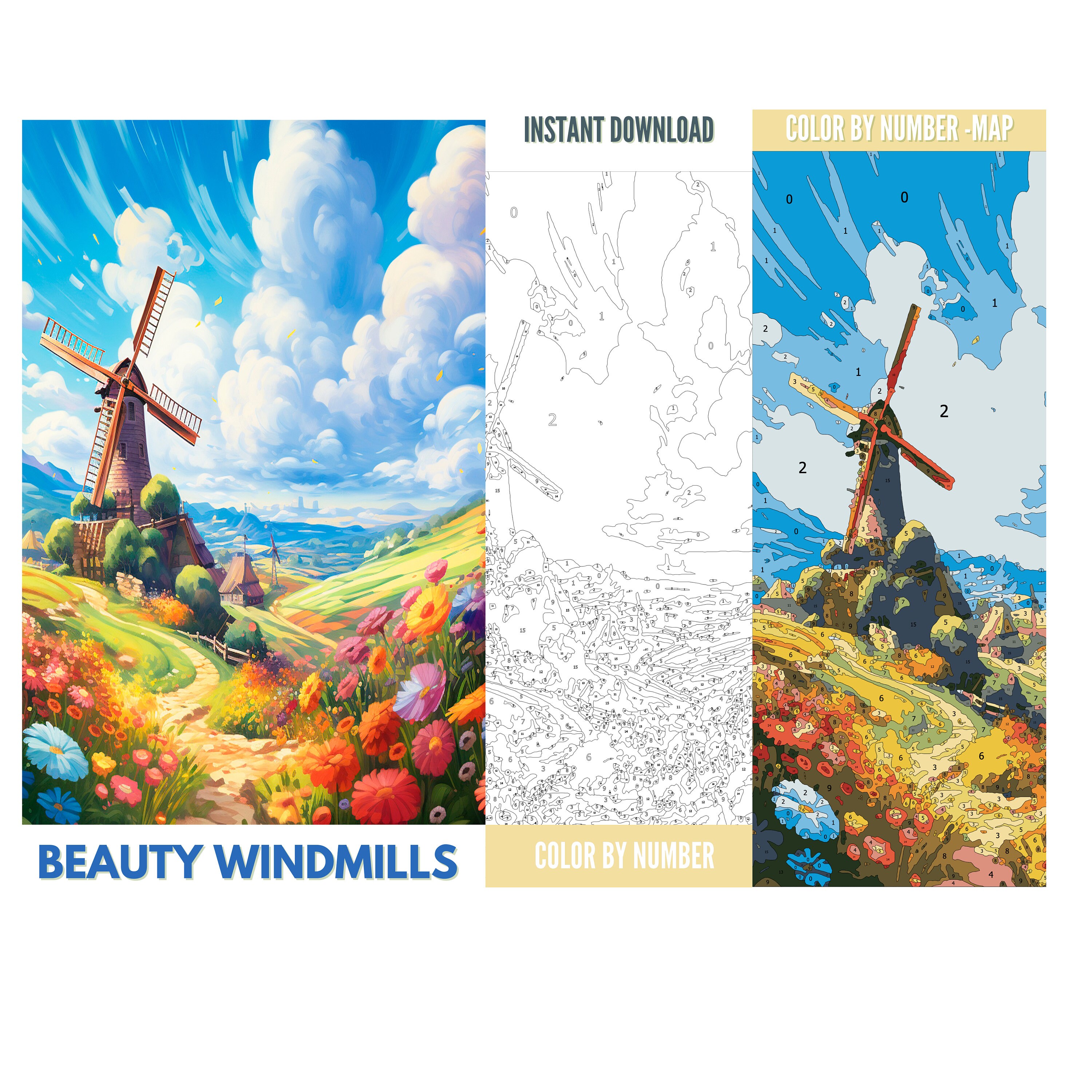 Color by Number for Adult,paint by Number Printable,5 Enchanting ...