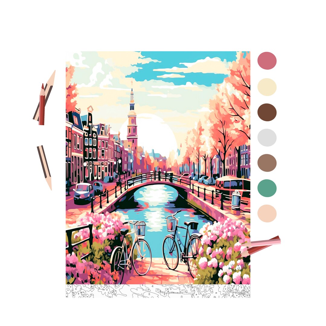 Color by Number for Adult, Paint by Number Printable, Amsterdam in ...