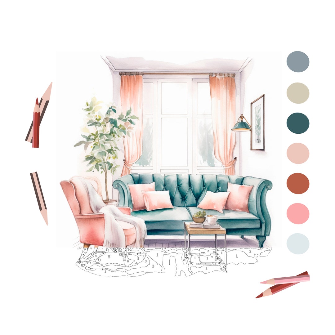 Color by Number for Adult, Paint by Number Printable, Interior Design ...