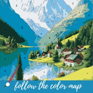 Color by Number for Adult, Paint by Number Printable, Mountain Scenery ...