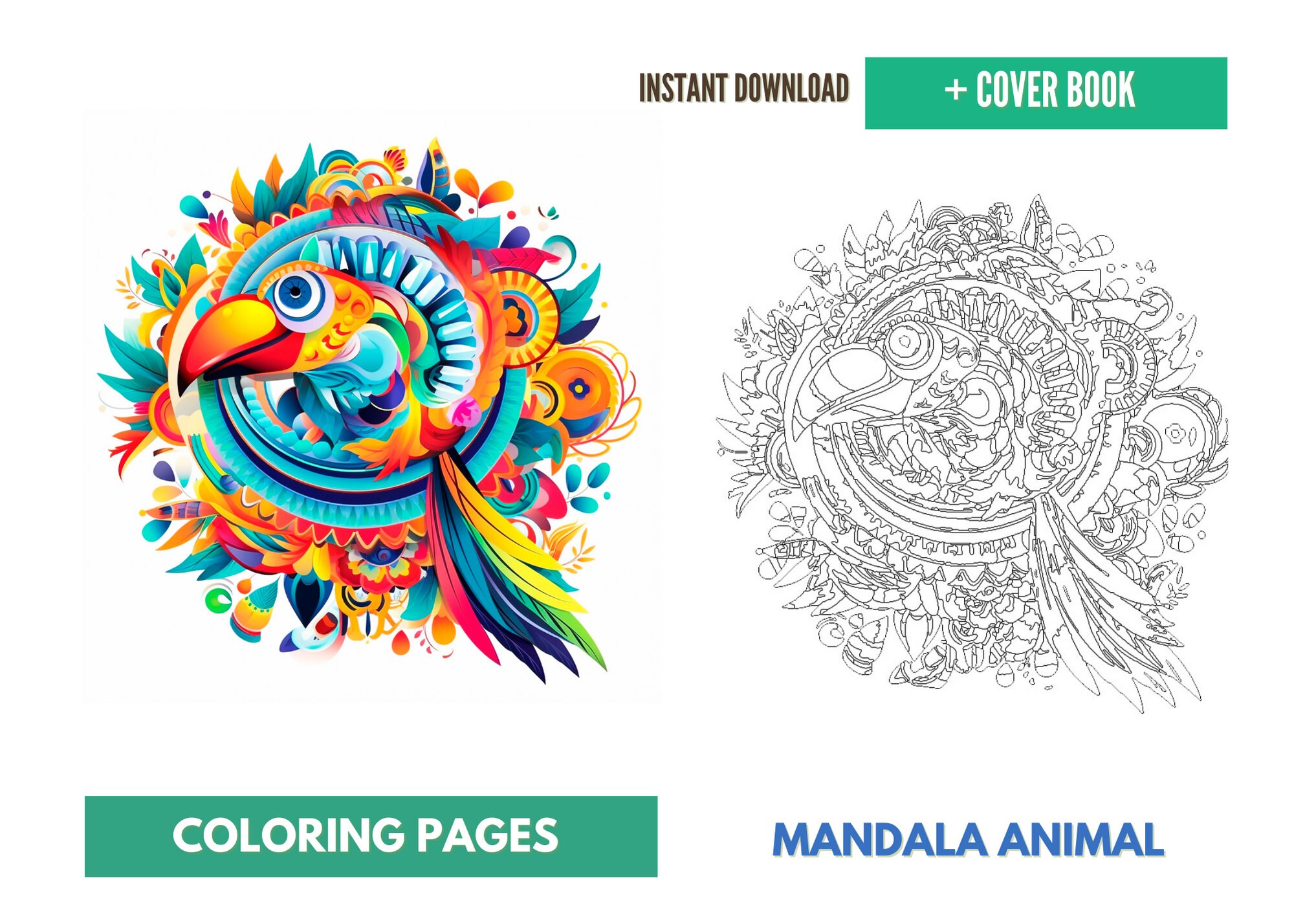 5 Coloring Pages for Adult digital Coloring Book Kids - Etsy