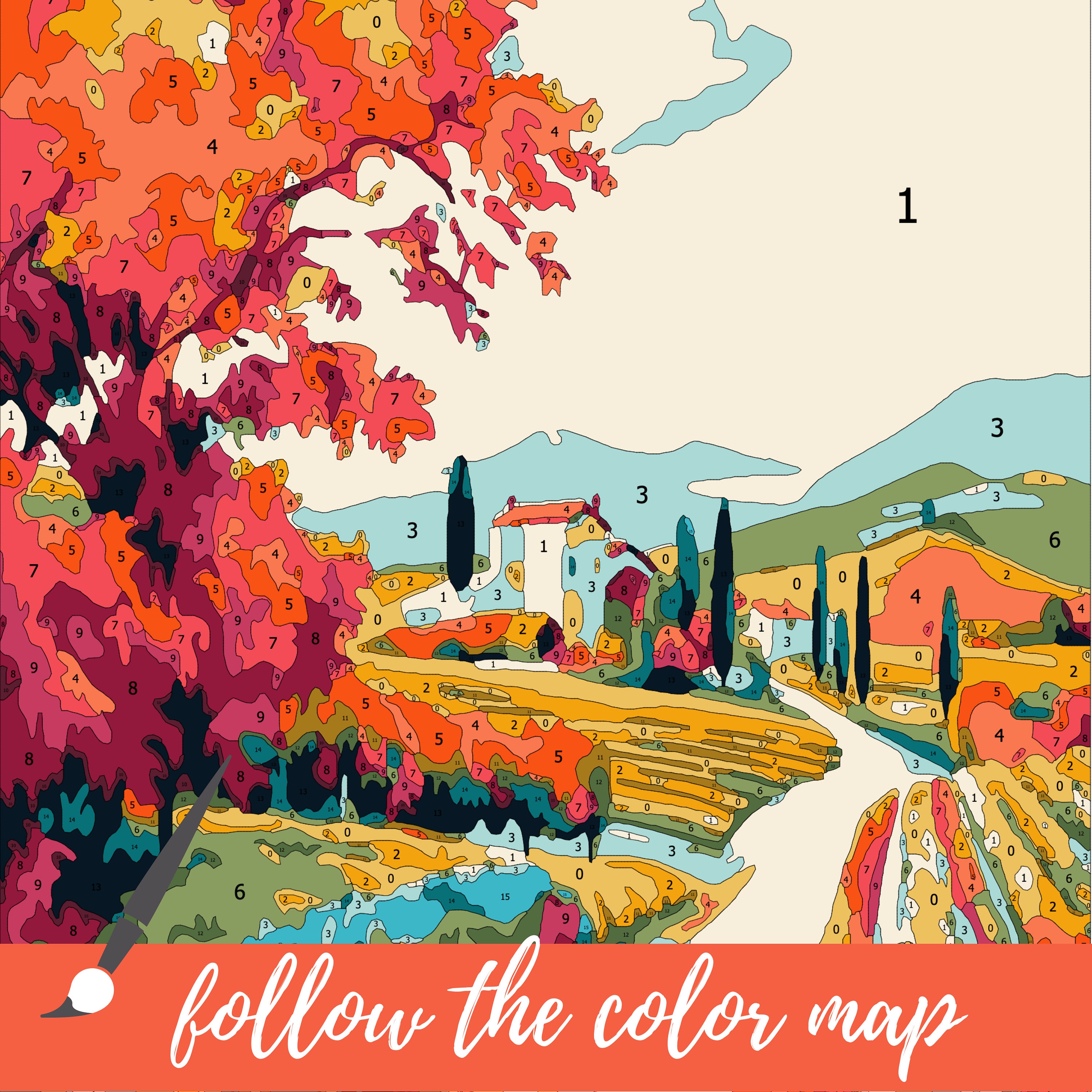 Color by Number for Adult, Paint by Number Printable, Beauty Landscape ...