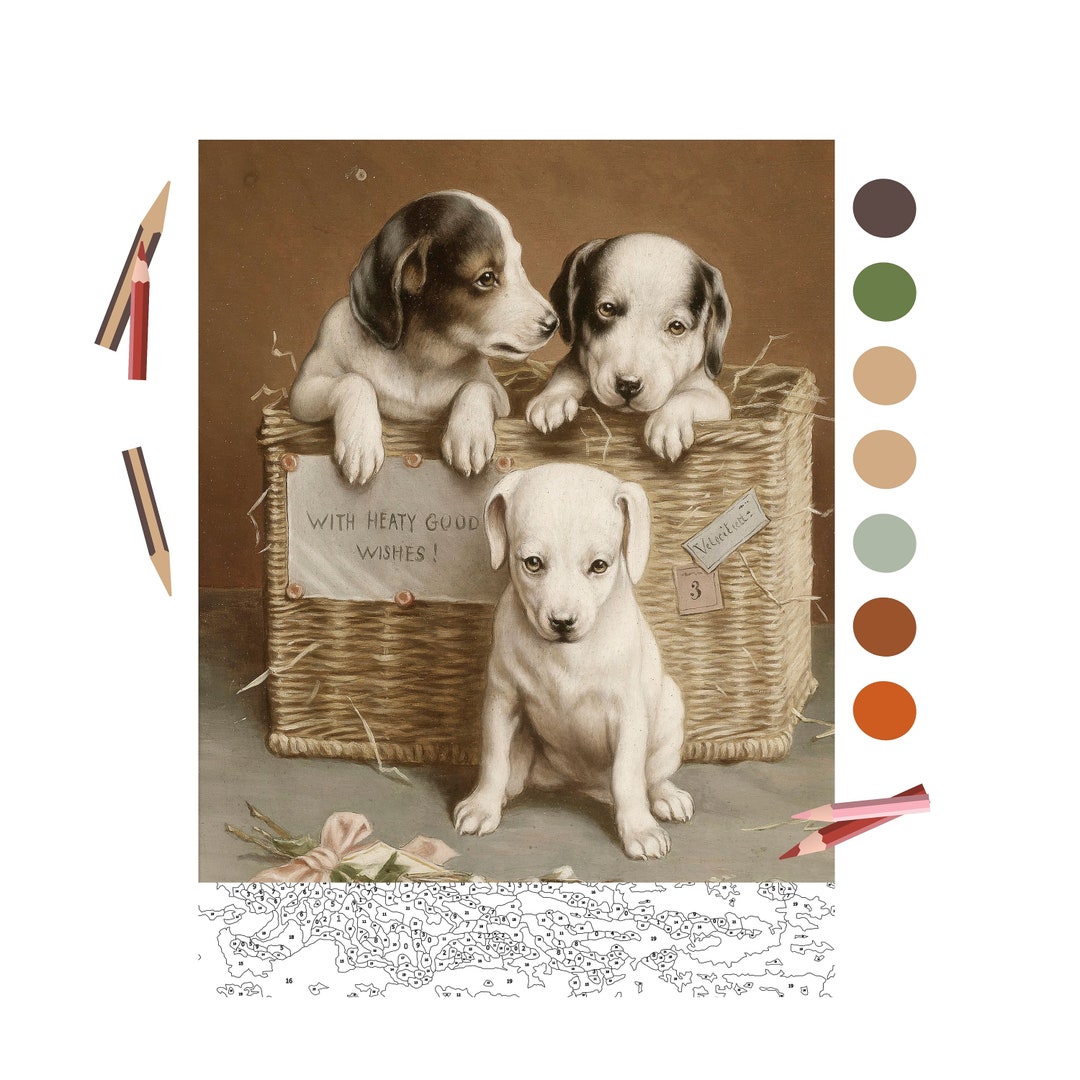 Color by Number for Adult, Paint by Number Printable,vintage Dogs ...