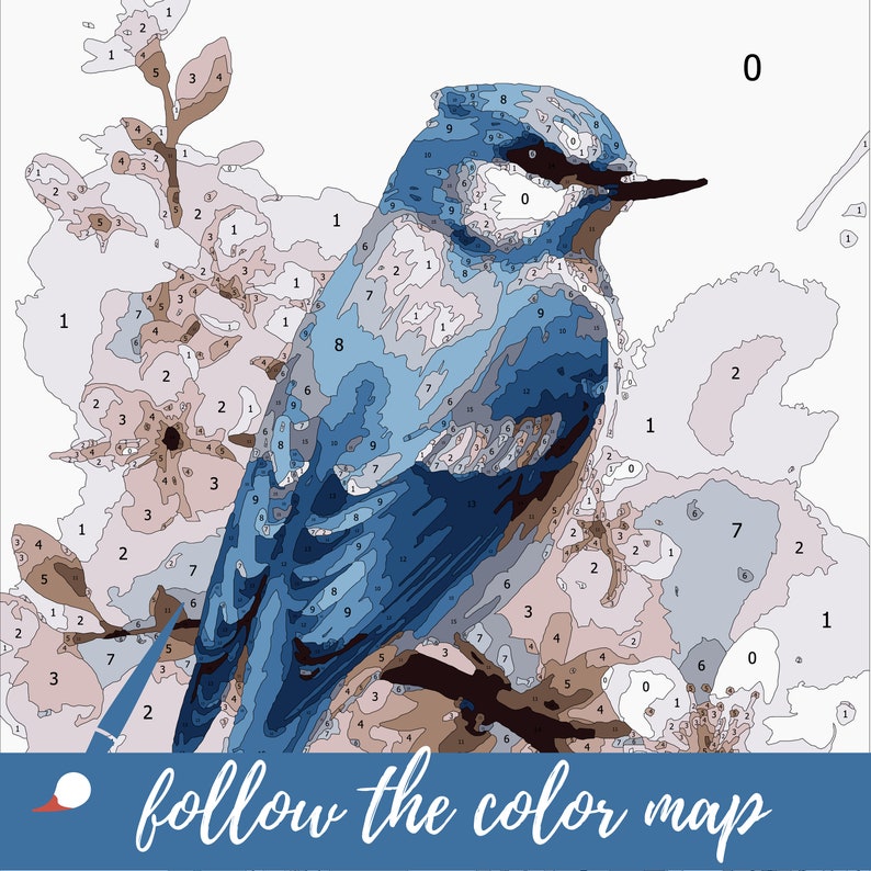 Color by Number for Adult, Beauty Bird, Paint by Number Printable ...