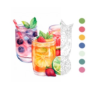 Color by Number for Adult,paint by Number Printable, Cocktails ...