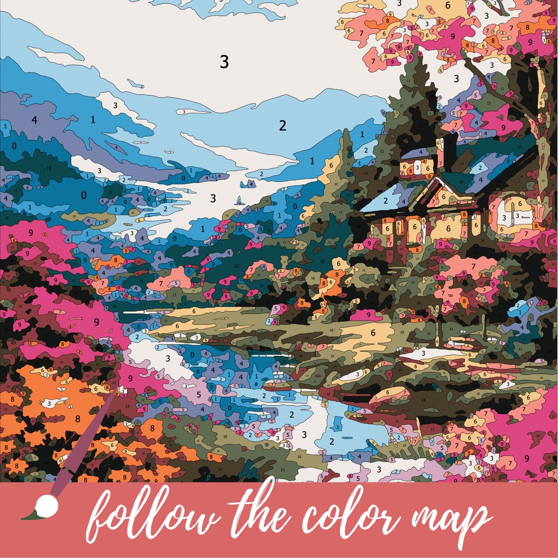 Color by Number for Adult Paint by Number Printable Mountain - Etsy