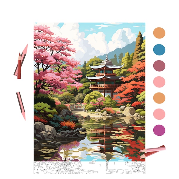 Japanese Color by Number Book - Etsy
