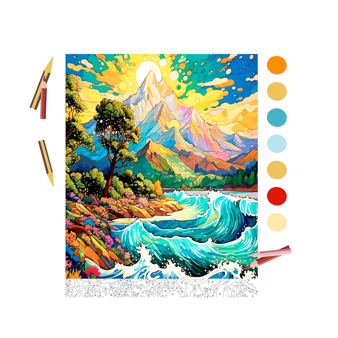 Color by Number for Adult, Paint by Number Printable, Mountain Scenery ...