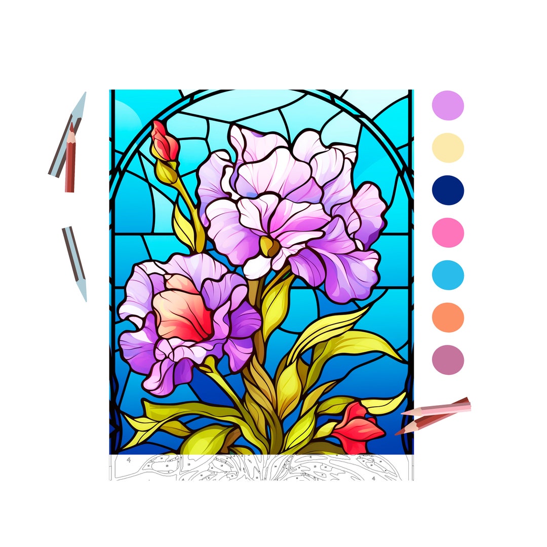 Color by Number for Adult,paint by Number Printable, Stained Glass ...