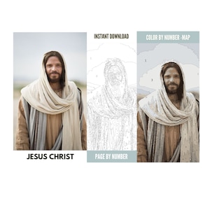 Paint by Number Printable,color by Number Adult, Jesus Christ for Pray ...