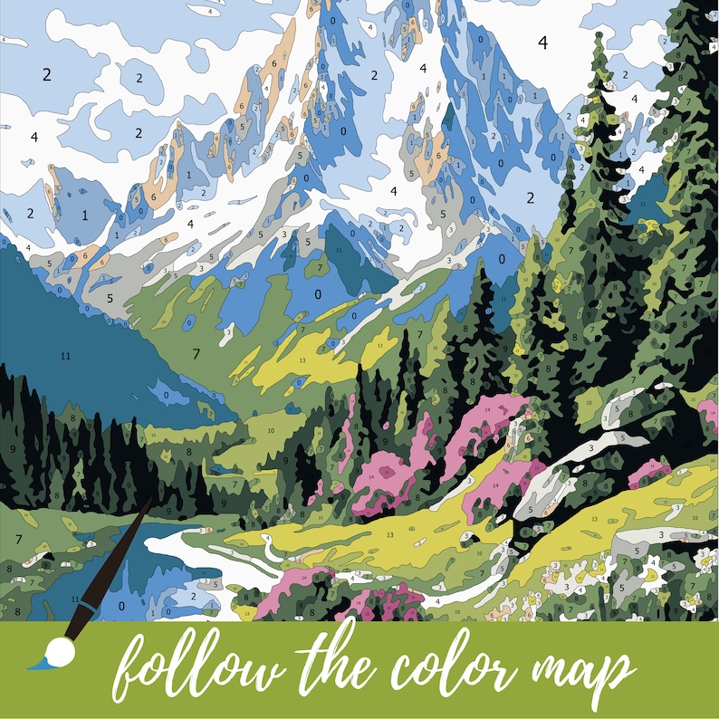 Color by Number for Adult, Paint by Number Printable,mountain Landscape ...