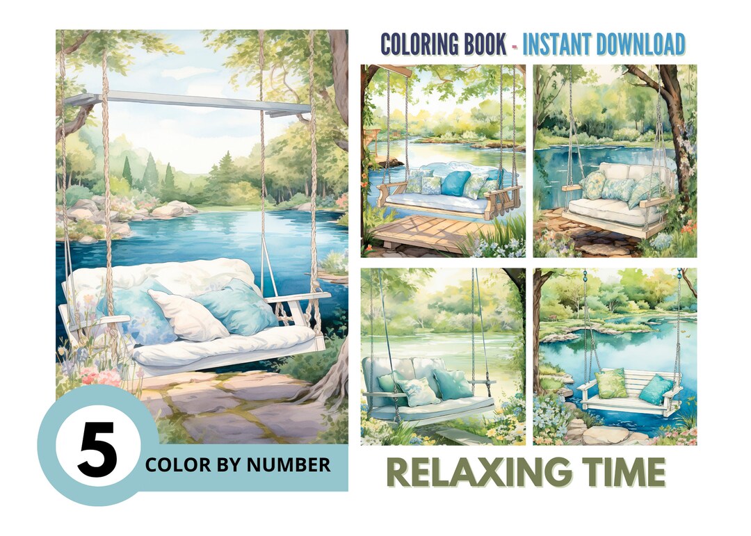 5 Relaxing Time Color by Number for Adult, Paint by Number Printable ...
