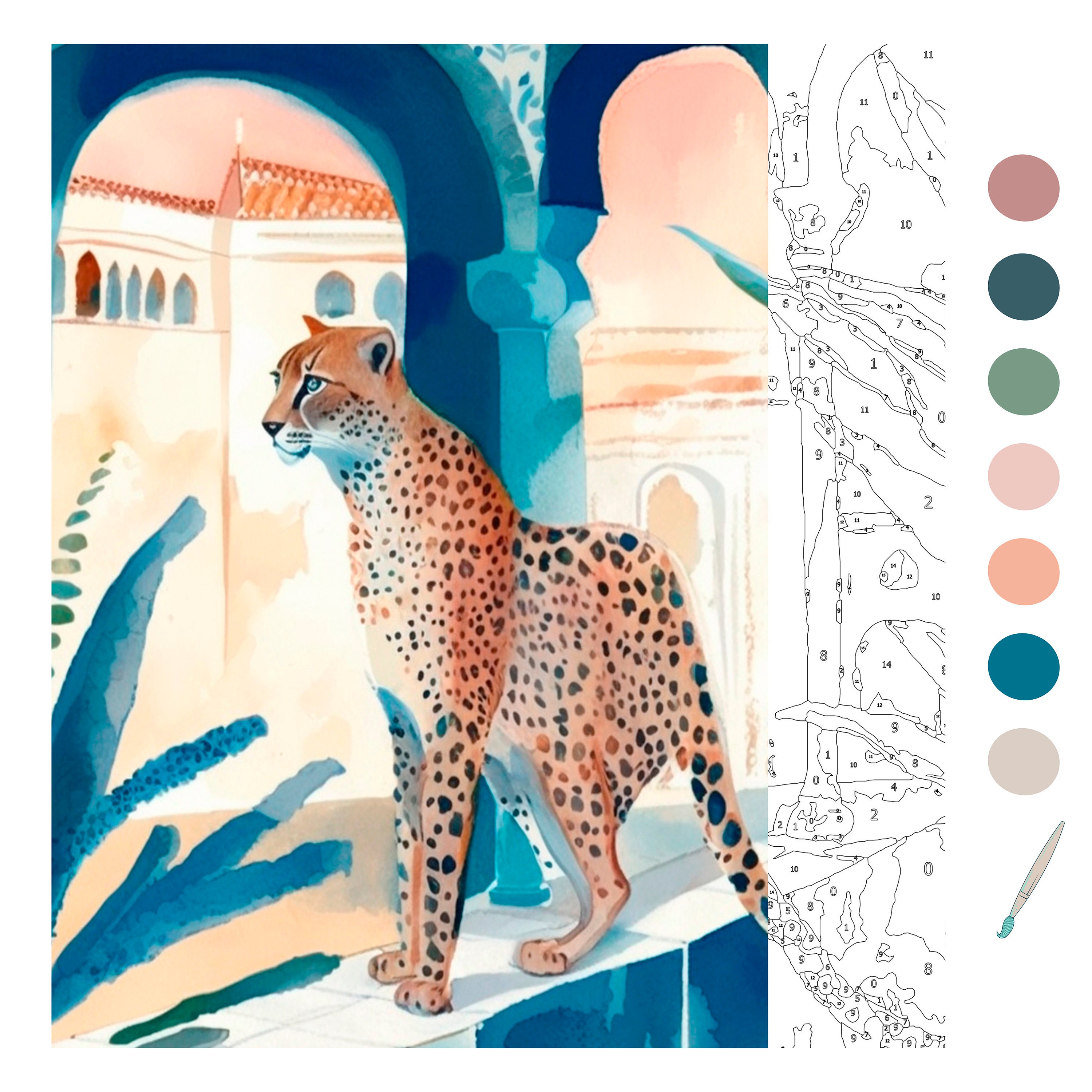 Color by Number for Adult, Paint by Number Printable, Cheetah in ...