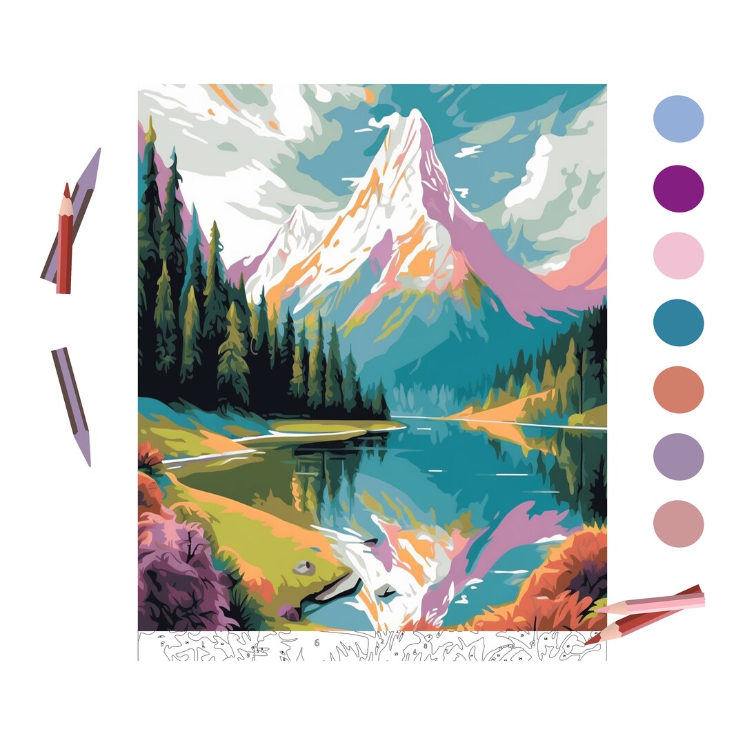 Color by Number for Adult, Paint by Number Printable,mountain Scenery ...