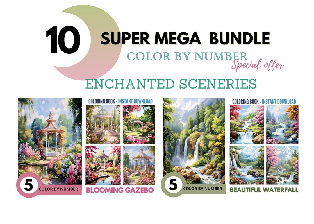 Color by Number for Adult, Paint by Number Printable,10 Enchanted ...