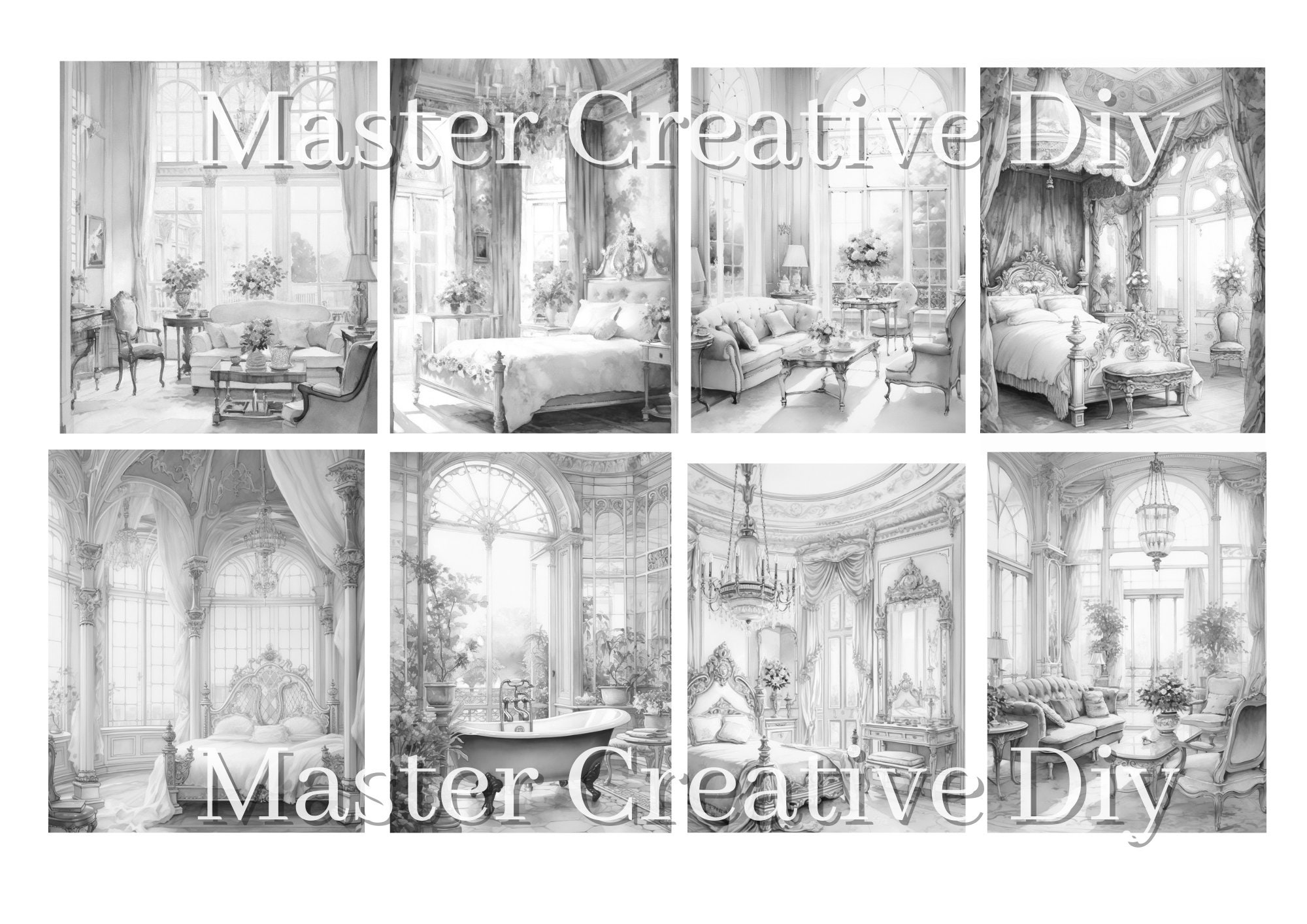 35 Victorian Interior Design Coloring Book - Adults Coloring Pages ...