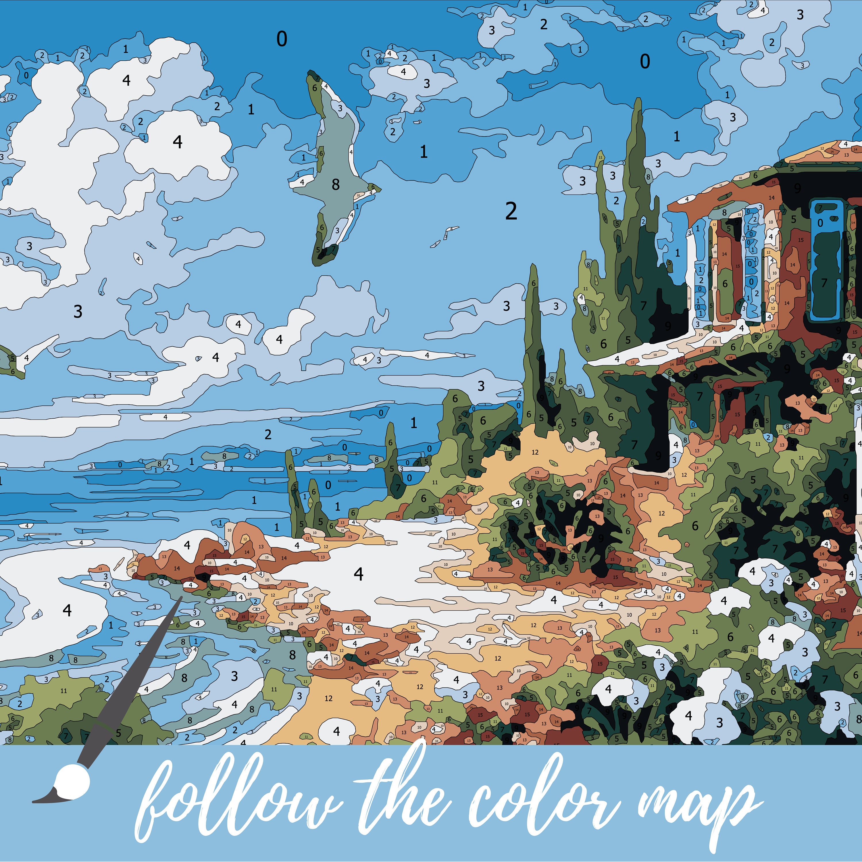Color by Number for Adult, Paint by Number Printable, Sea Landscape ...