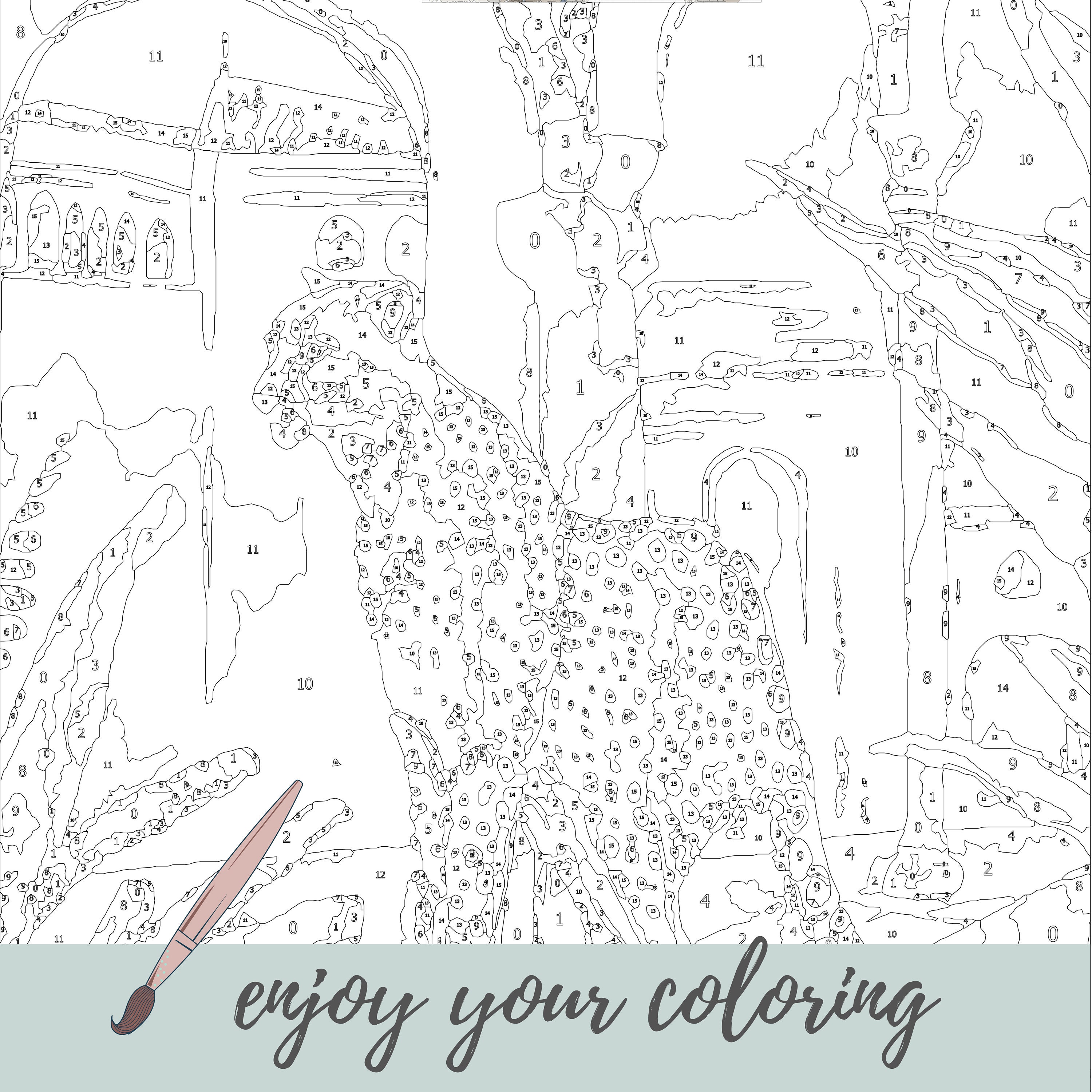 Color by Number for Adult, Paint by Number Printable, Cheetah in ...