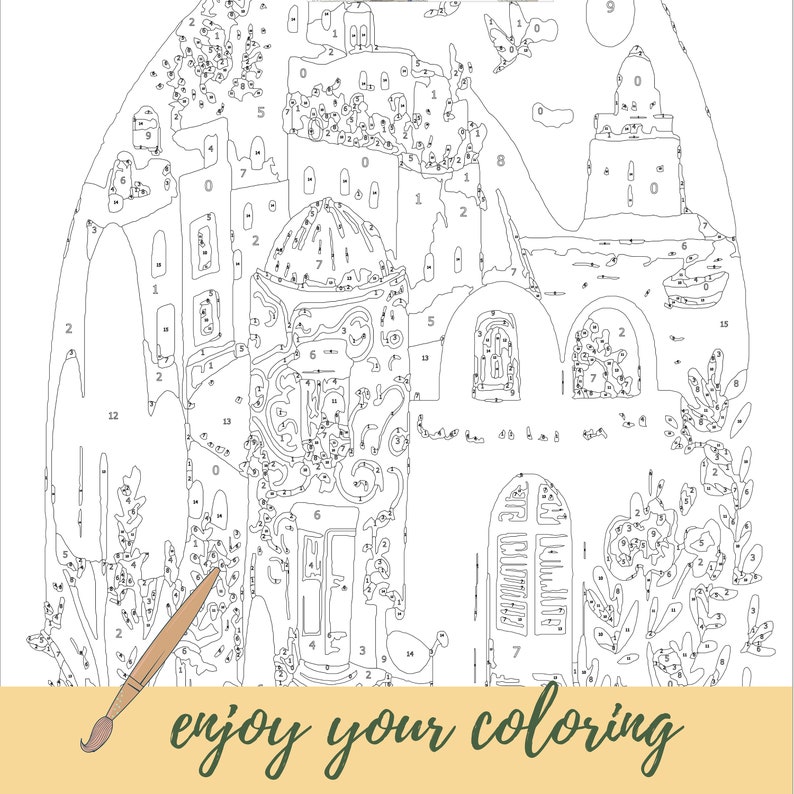 Color by Number Printable,paint by Number Adult, Dreamy Amalfi ,by Jo ...