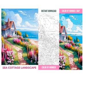Bundle 10 Beautiful Cottage ,color by Number for Adult, Paint by Number ...
