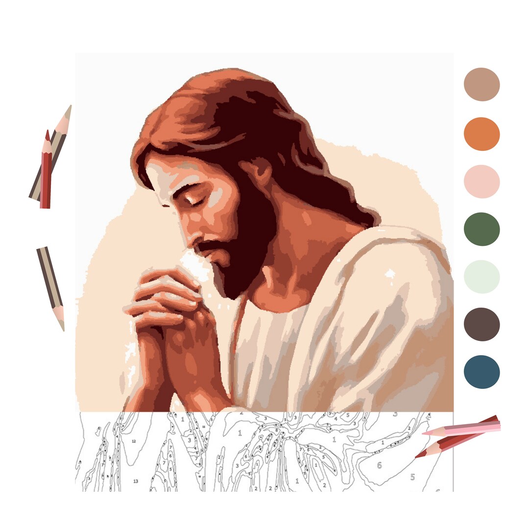 Color by Number Printable,paint by Number Adult, Jesus Christ for Pray ...
