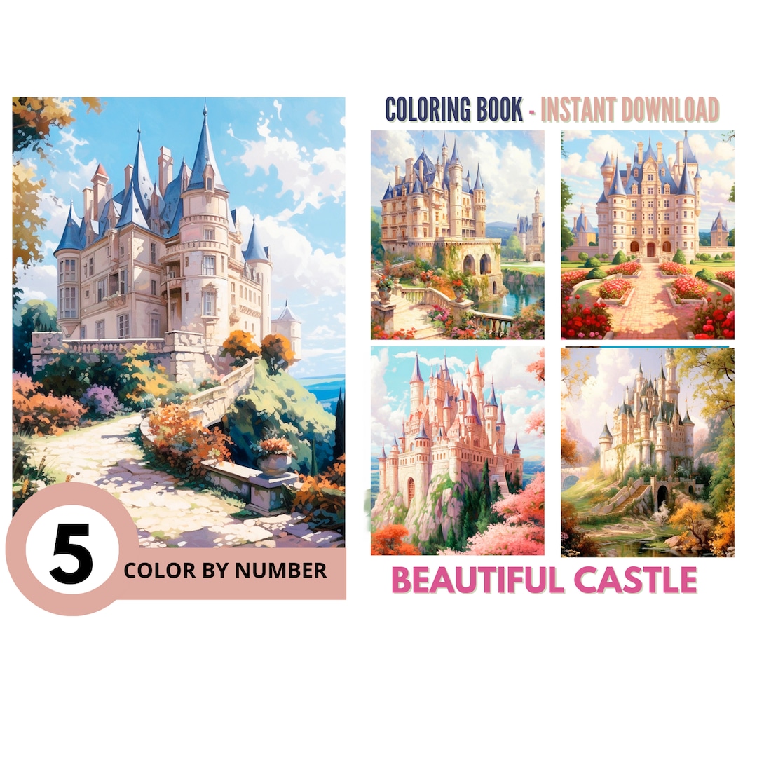 Color by Number for Adult, Paint by Number Printable,5 Dreamy Castle ...
