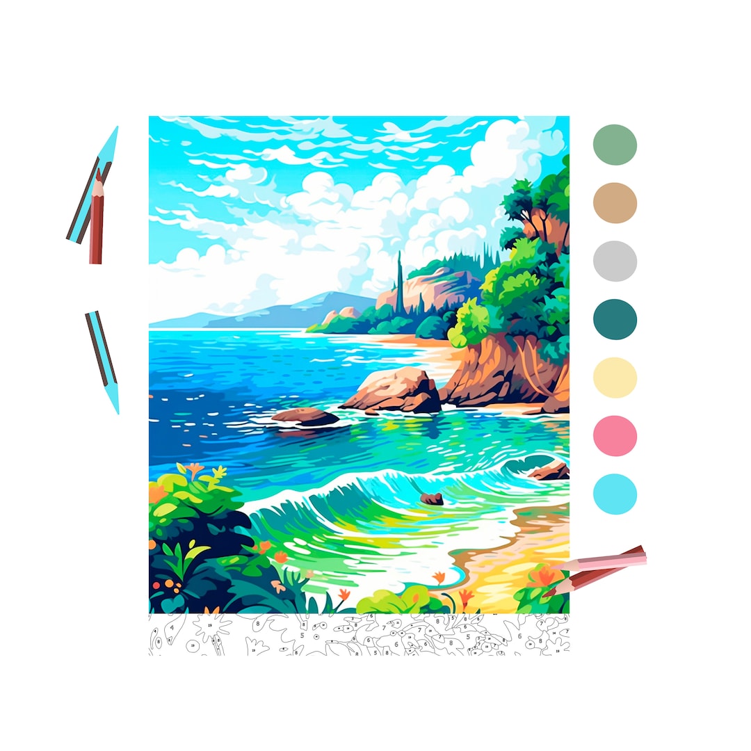 Color by Number for Adult, Paint by Number Printable, Sea Landscape ...