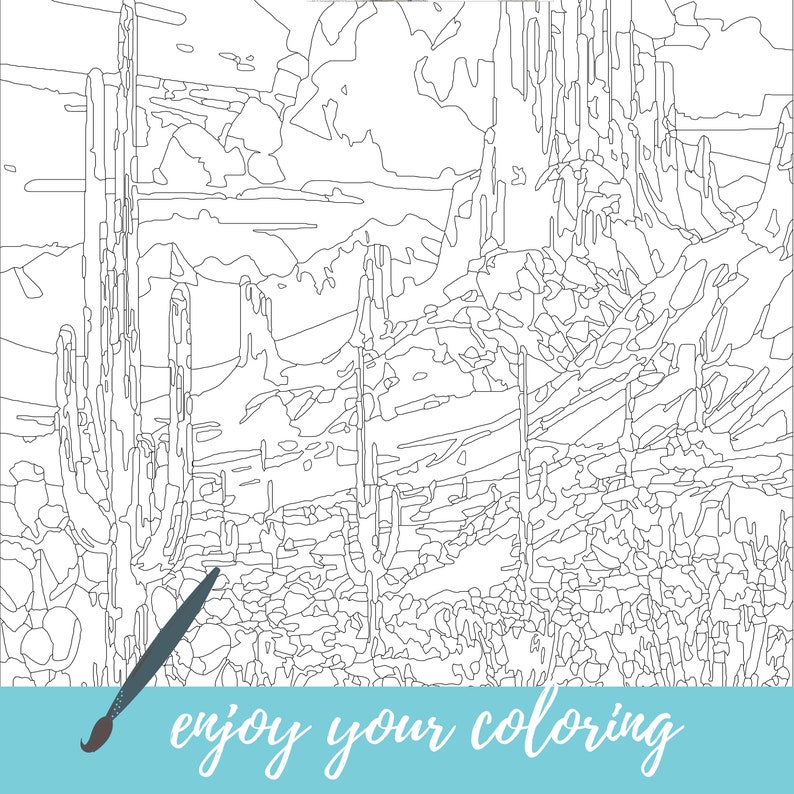Color by Number for Adult, Paint by Number Printable, Desert Landscape ...
